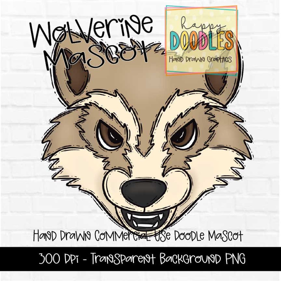 Wolverine School Mascot - Doodle Clipart PNG Digital Design - Wolverine ...