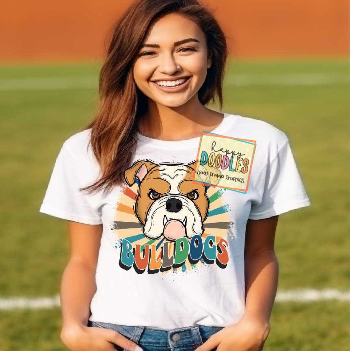 Bulldogs Preppy Mascot PNG Retro Colors Mascot School Mascot Digital ...