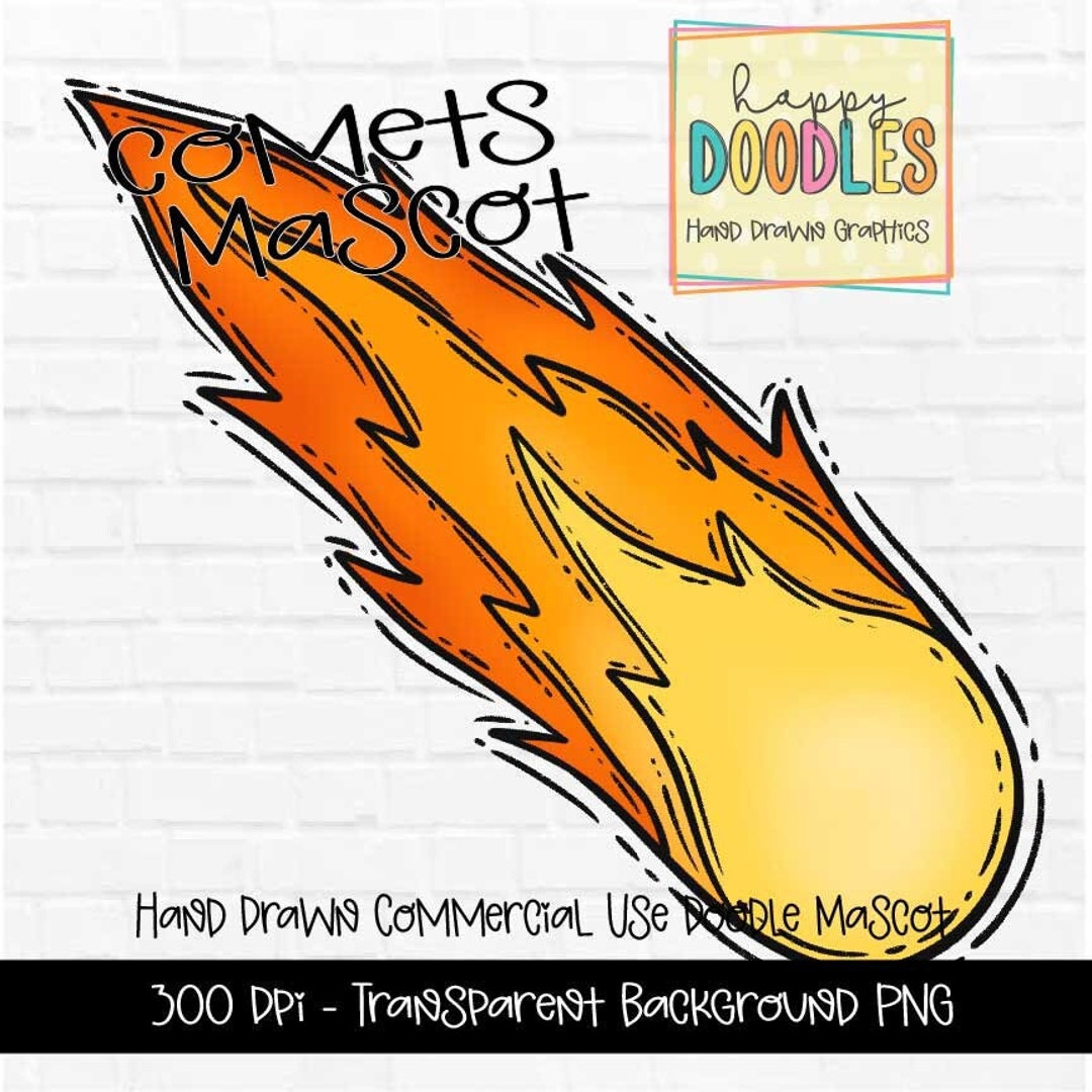 Comets School Mascot - Doodle Clipart PNG Digital Design - Comets Hand ...
