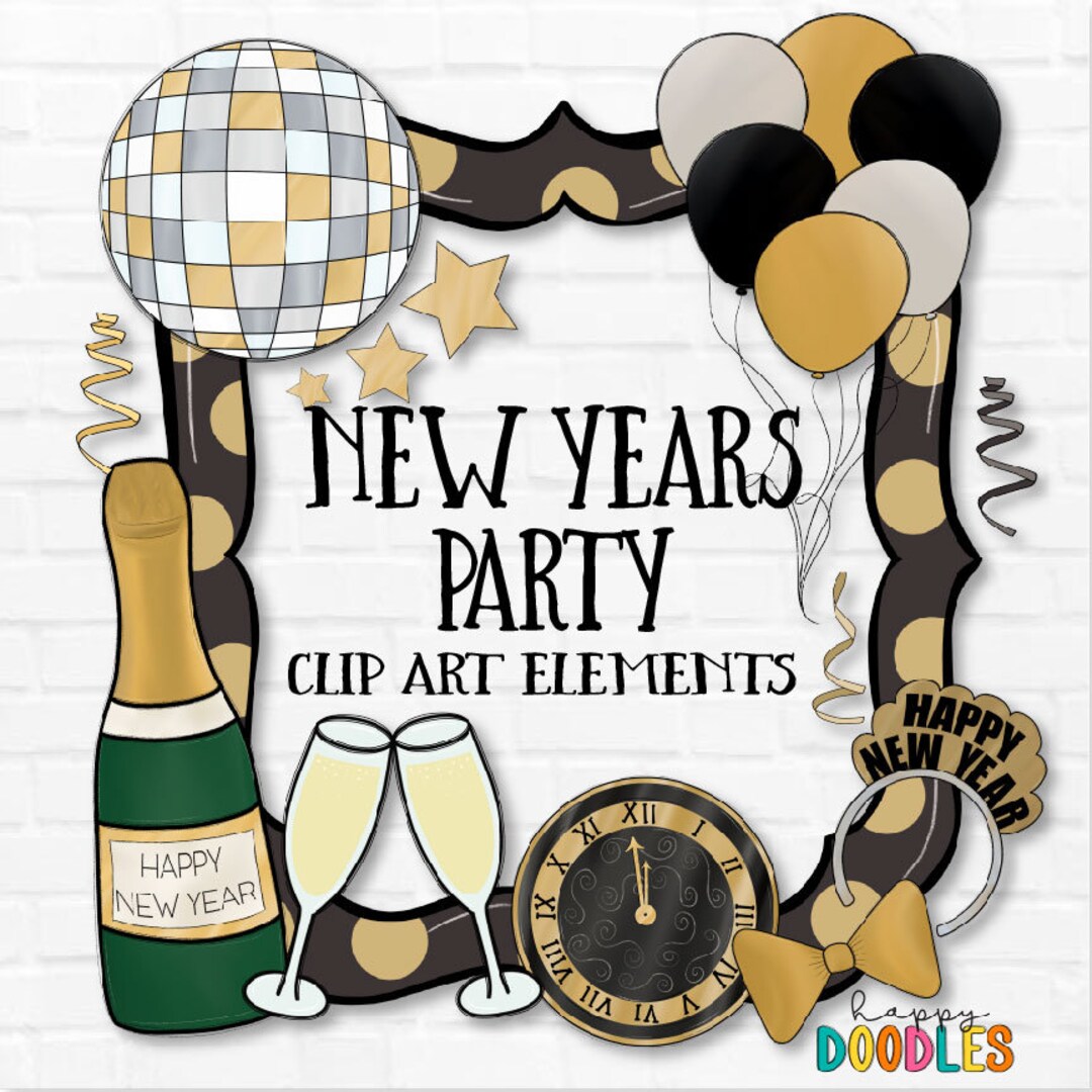 New Years Party Clipart Graphics Commercial Use for Digital - Etsy