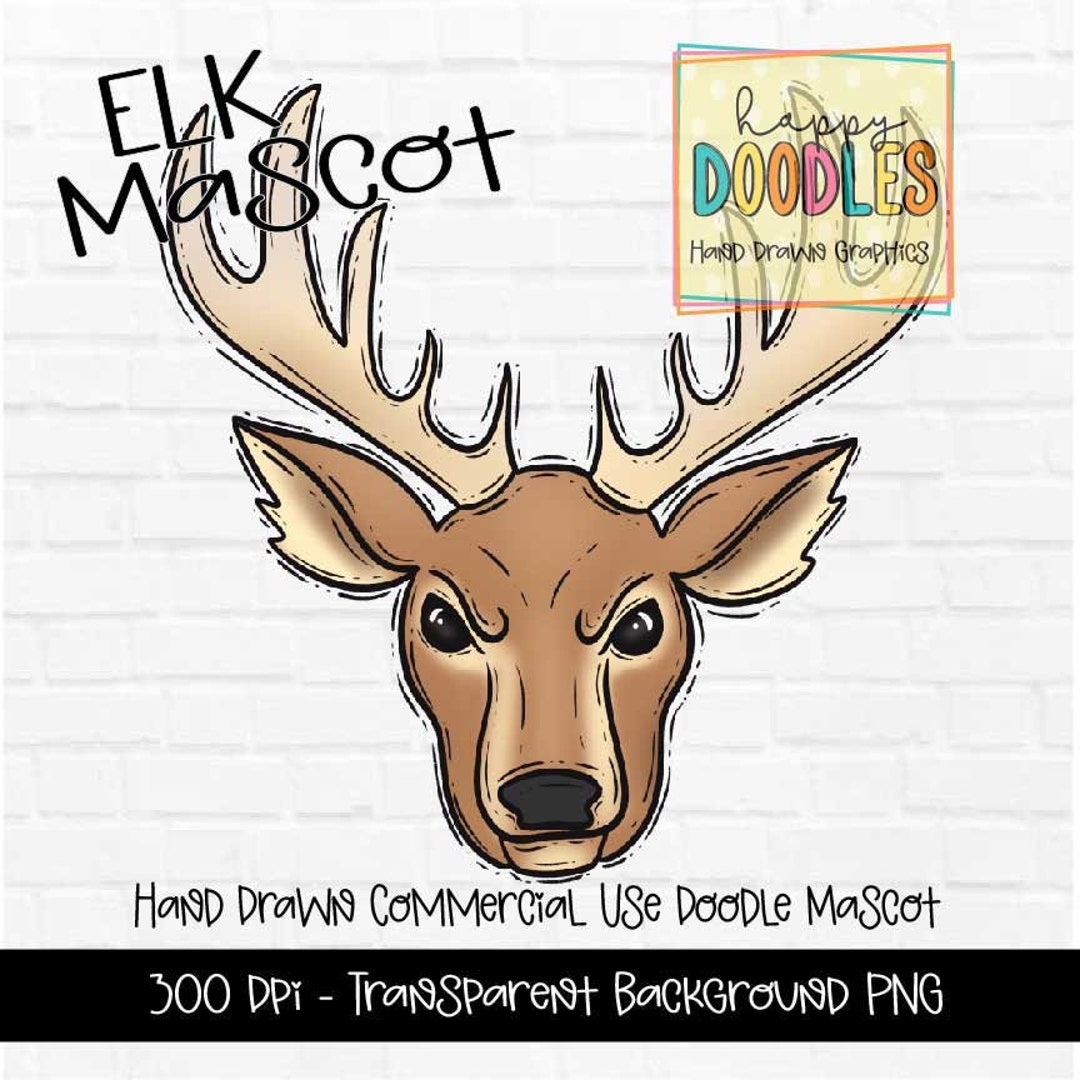 Elk School Mascot - Doodle Clipart PNG Digital Design - Elk Hand Drawn ...