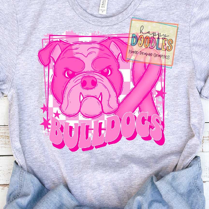 Bulldogs Pink Out Breast Cancer Awareness Bundle, Groovy Checkered ...