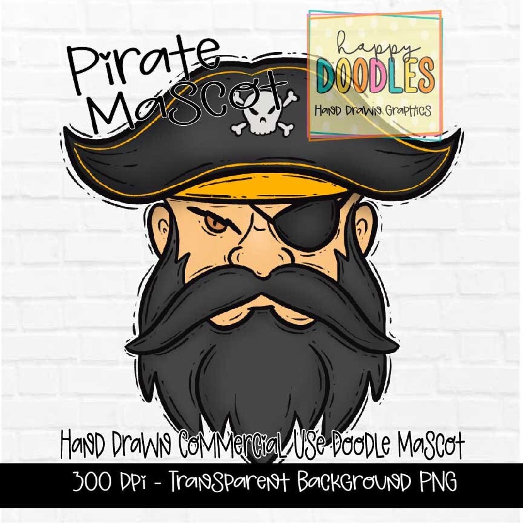 Pirate School Mascot - Doodle Clipart PNG Digital Design - Pirate Hand ...