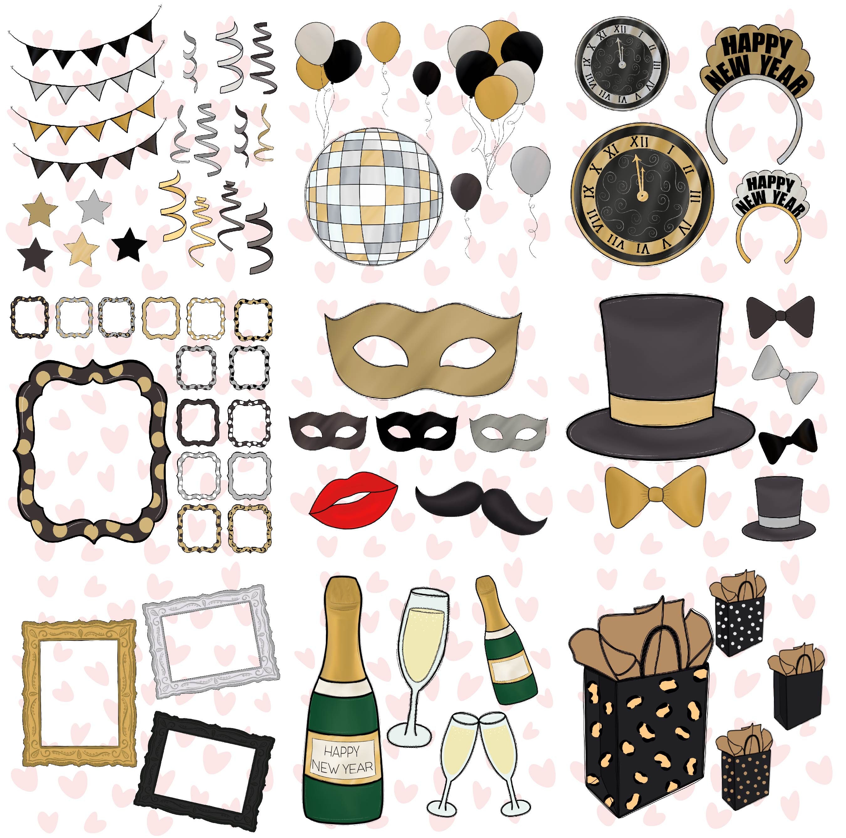 New Years Party Clipart Graphics Commercial Use for Digital - Etsy