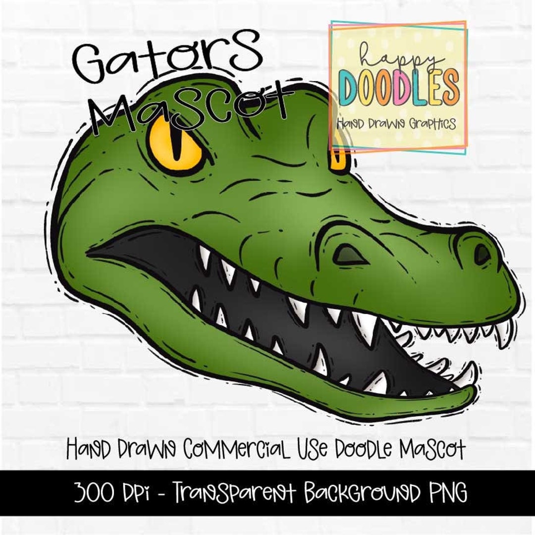 Gators School Mascot - Doodle Clipart PNG Digital Design - Gator Hand ...