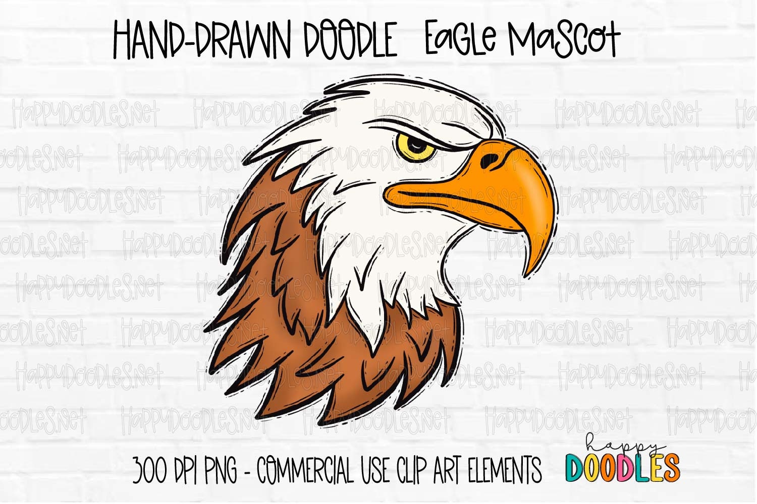 Eagle School Mascot Doodle Clipart PNG Digital Design - Etsy