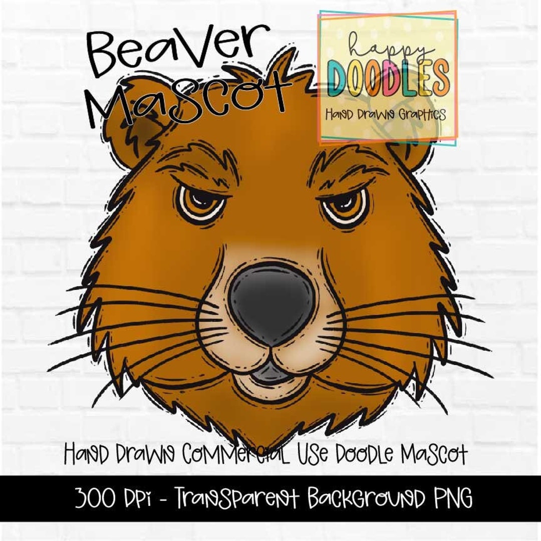 Beaver School Mascot - Doodle Clipart PNG Digital Design - Beaver Hand ...