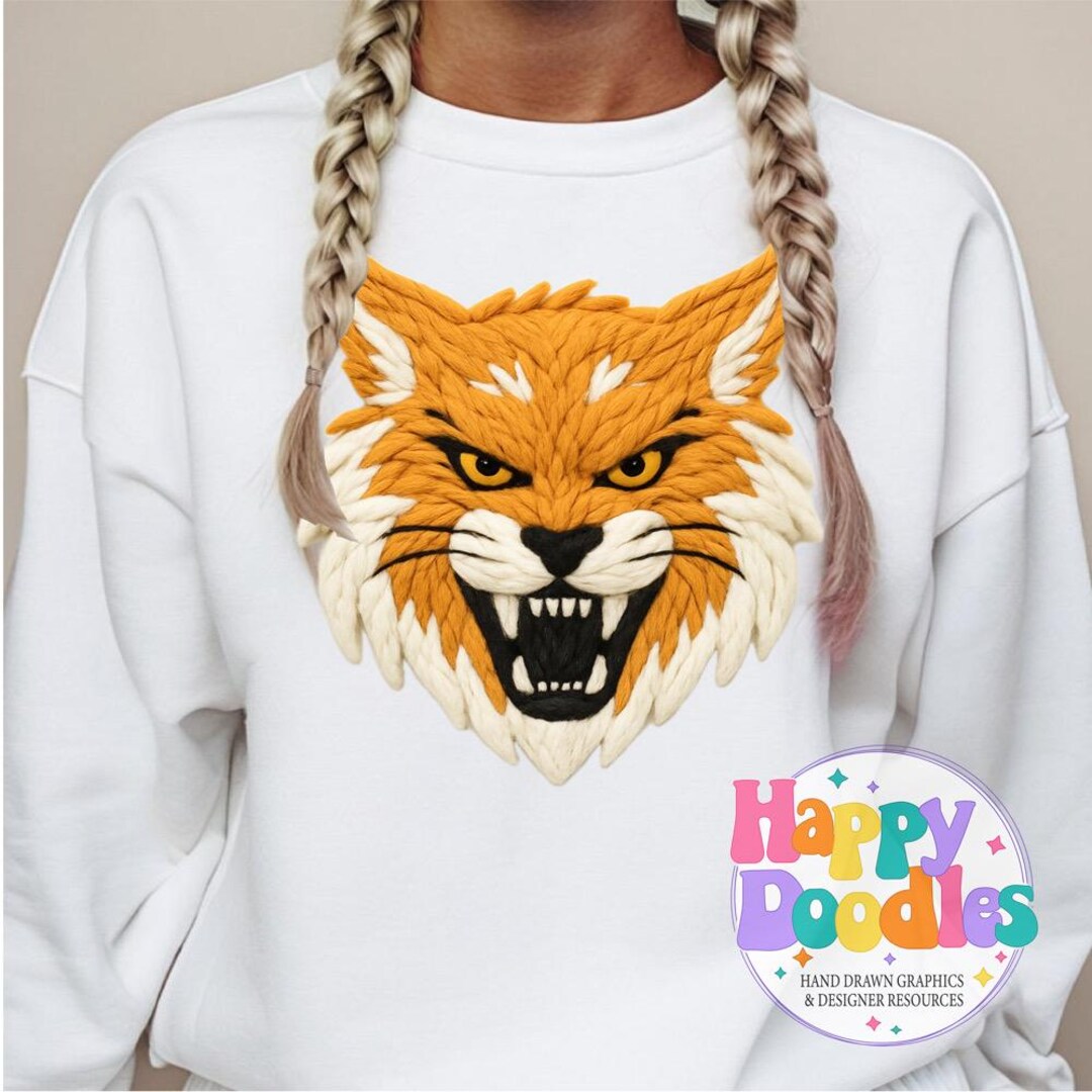 Faux Yarn Wildcat School Mascot - Doodle Clipart PNG Digital Design ...