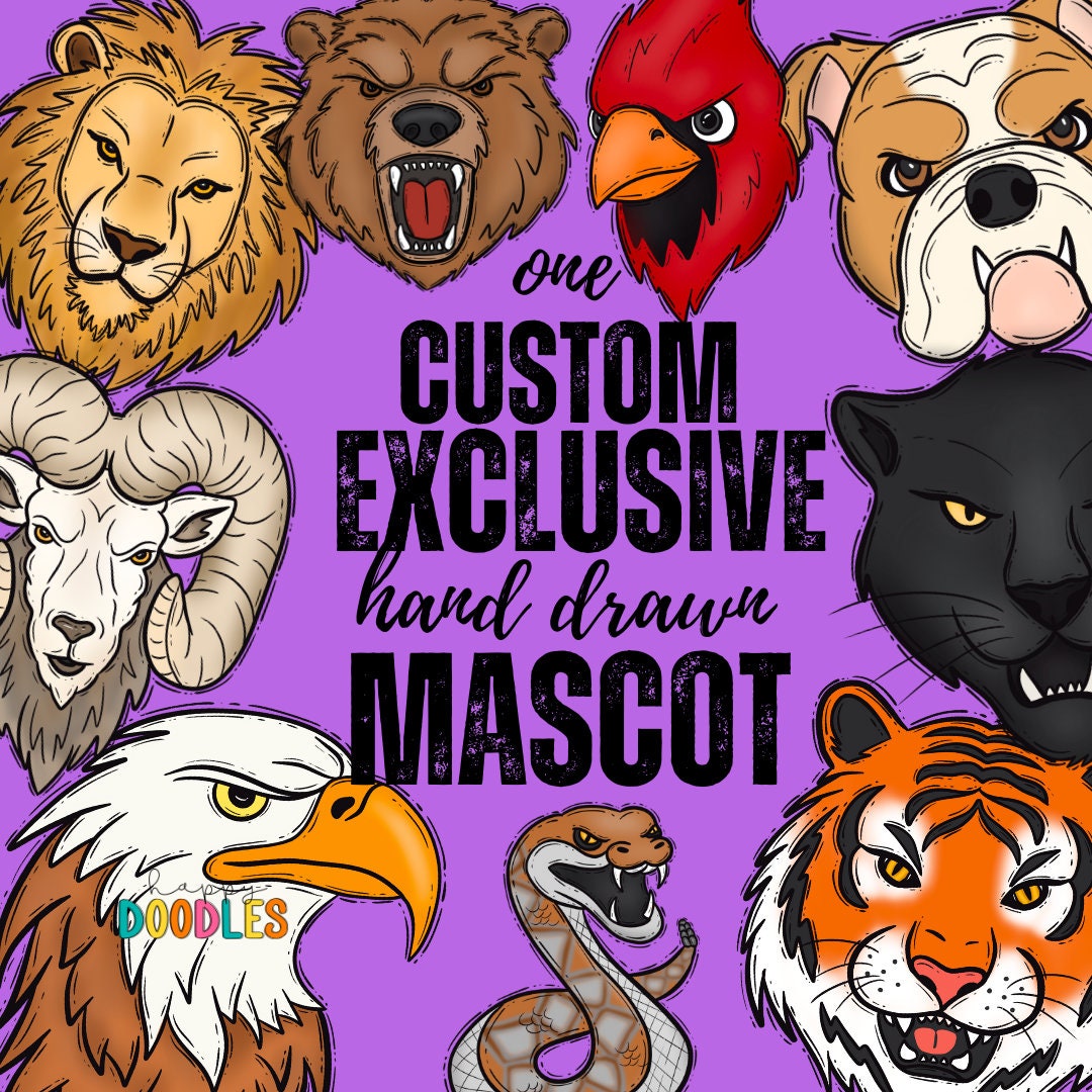Custom School Mascot - Doodle Clipart PNG Digital Design - EXCLUSIVE ...