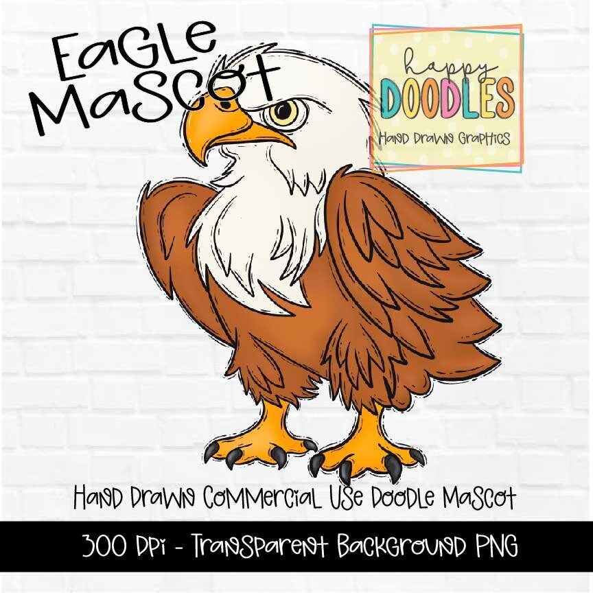 Eagle School Mascot - Doodle Clipart PNG Digital Design - Eagles Hand ...