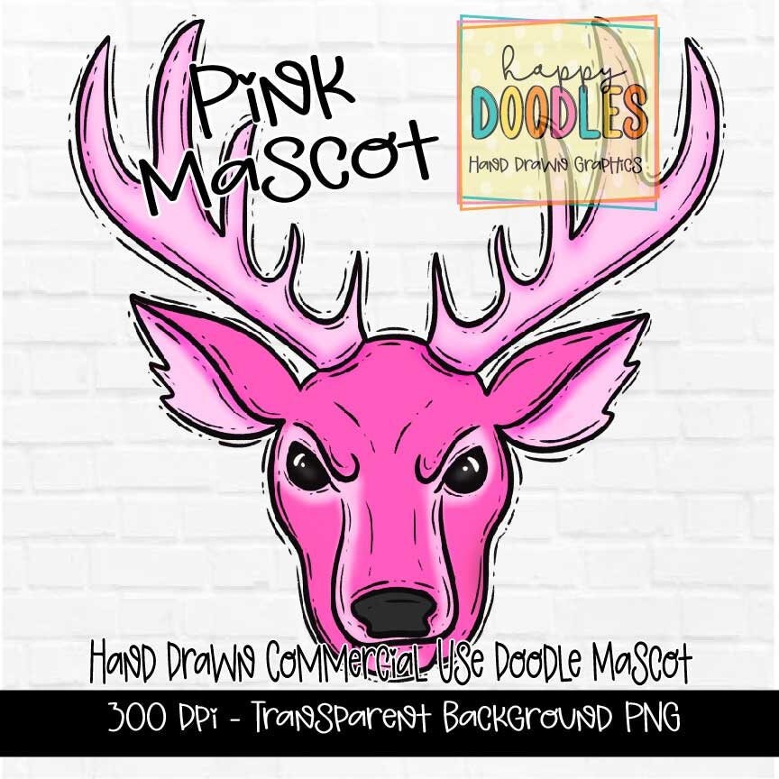 Pink Elk School Mascot Doodle Clipart PNG Digital Design - Etsy