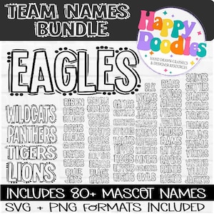 Go Team Doodle Font Team Name Bundle, Includes 66 Team Names, Font With ...