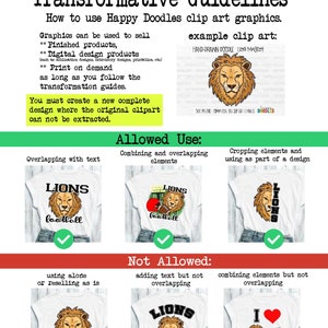 Lion School Mascot - Doodle Clipart PNG Digital Design - Lion Hand ...