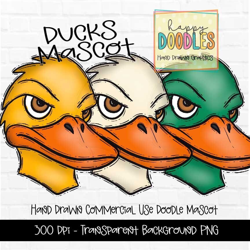 Ducks School Mascot Doodle Clipart PNG Digital Design - Etsy