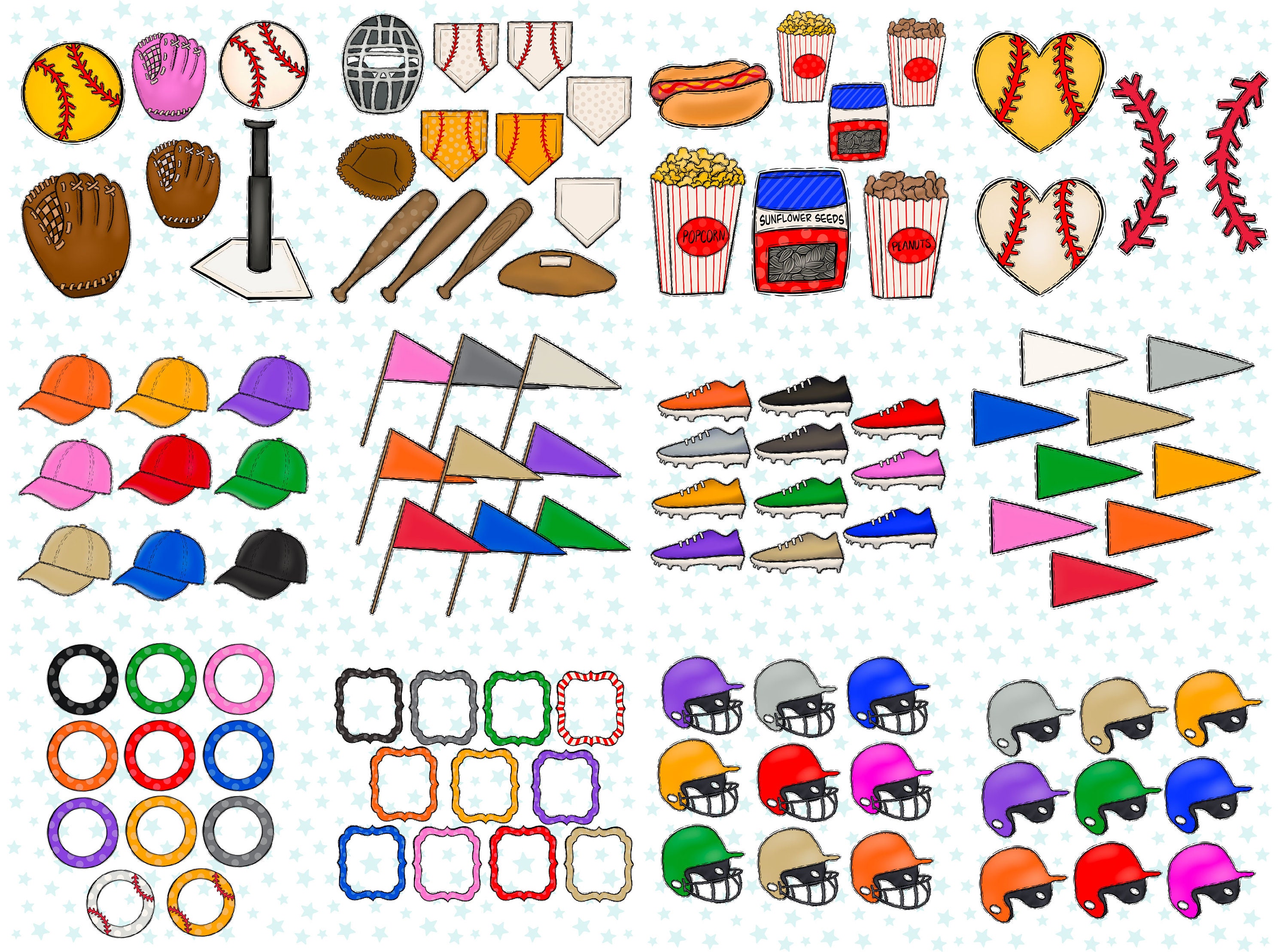 Baseball Softball Tee Ball Clipart Graphics - Commercial Use for ...