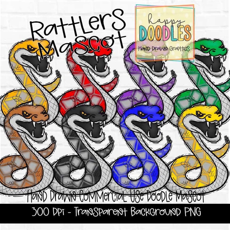 Rattlers School Mascot - Doodle Clipart PNG Digital Design - Snake Hand ...