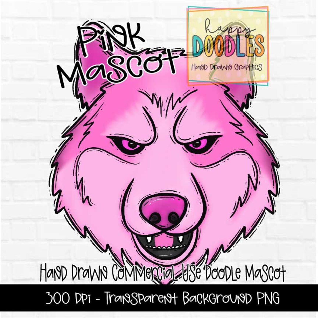 Pink Huskies School Mascot - Doodle Clipart PNG Digital Design - Husky ...