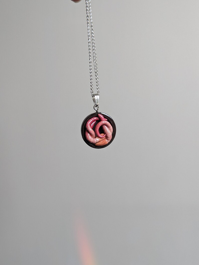 Small Worms in Love Necklace With Wood Backing - Etsy