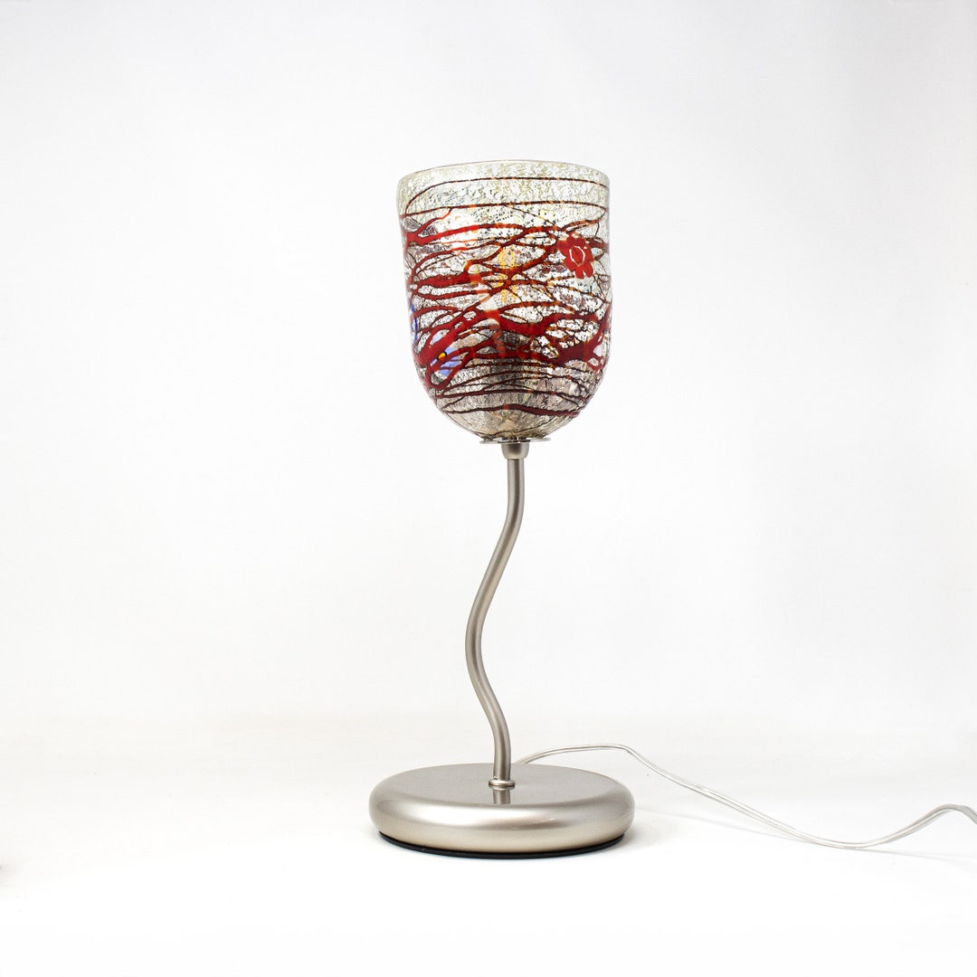 Italian Original Murano Glass Table Lamp With Colored Decorations and ...