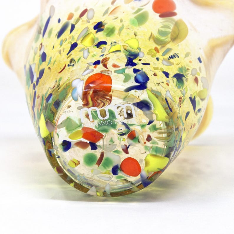 Handmade Yellow Murano Glass Fazzoletto Vase With Millefiori - Etsy