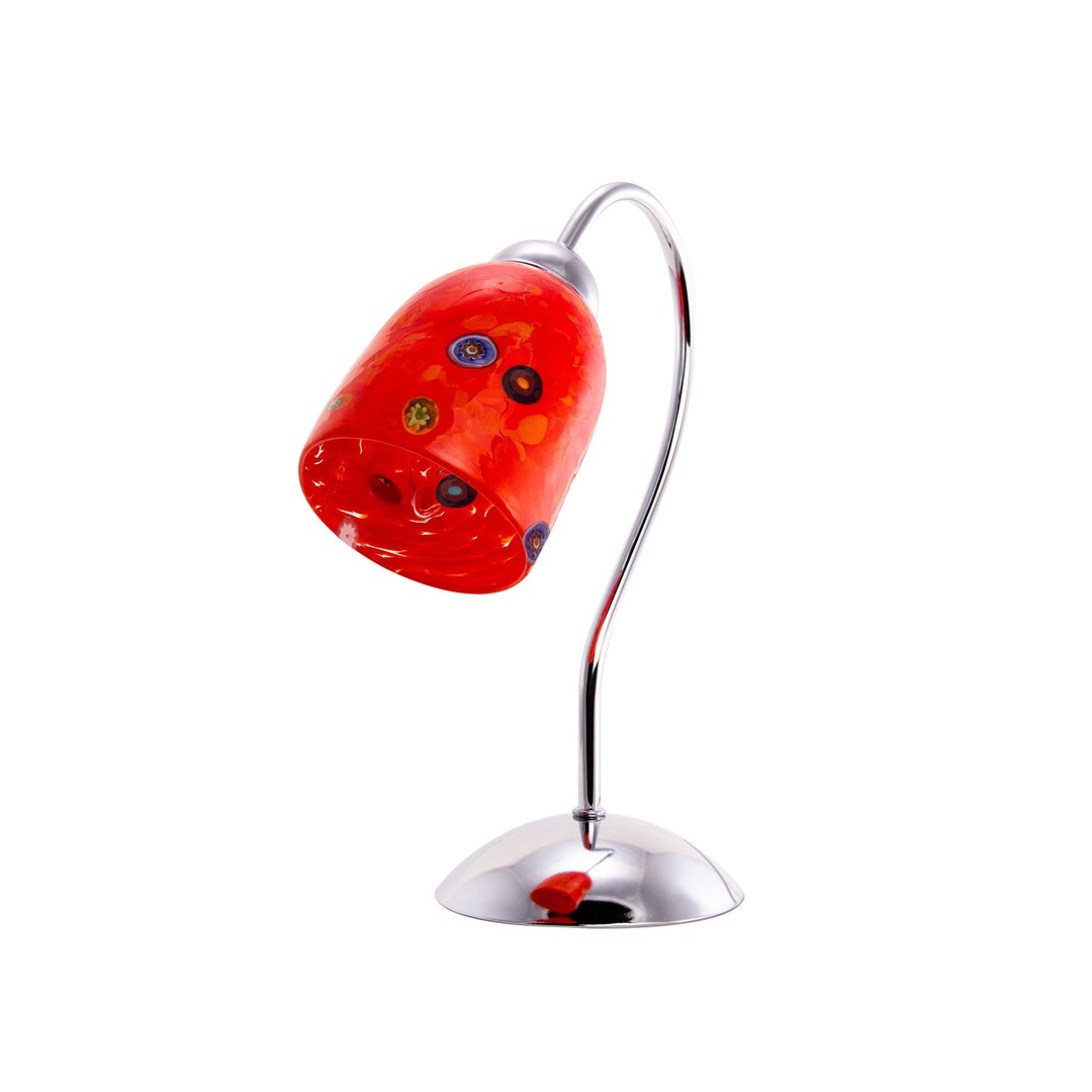 Table Lamp in Original Red Murano Glass, Decorated With Millefiori ...
