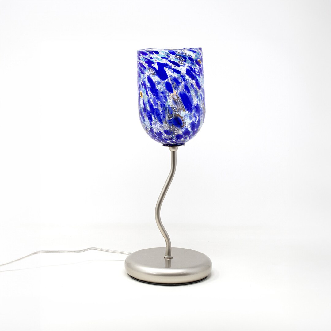 UNIQUE PIECE Murano Glass Table Lamp With Blue Millefiori Decorations ...