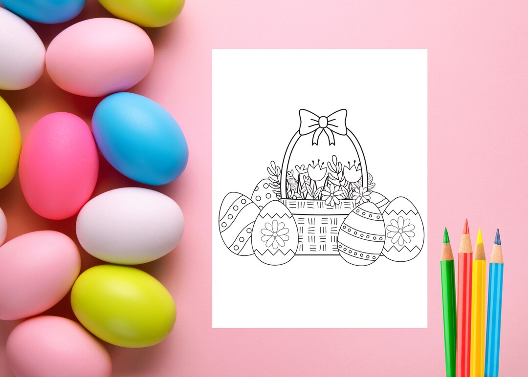 Printable Easter Coloring Page, Instant Download, 7x5 Digital Download ...