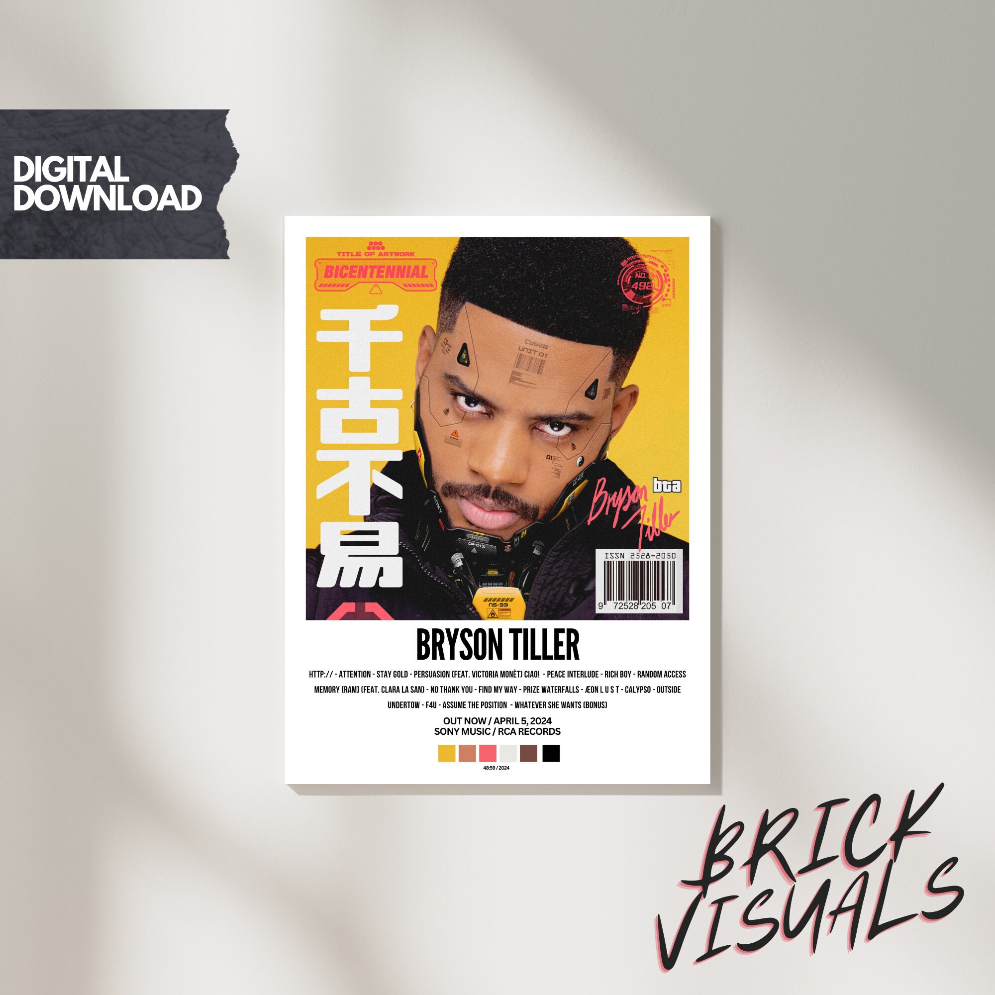 Bryson Tiller bryson Tiller Album Cover Poster / Tracklist / Wall Art ...