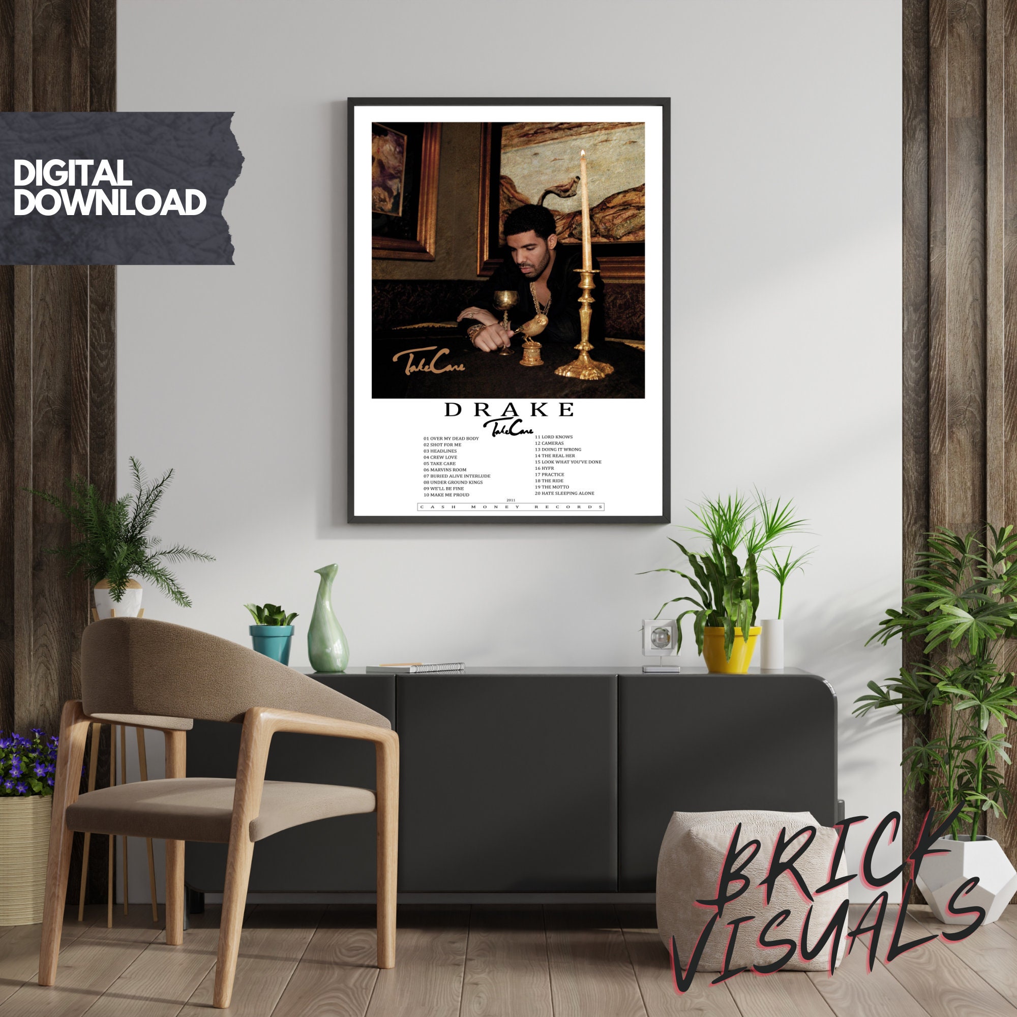 Drake take Care Album Cover Poster / Tracklist / Wall Art / Home Decor ...