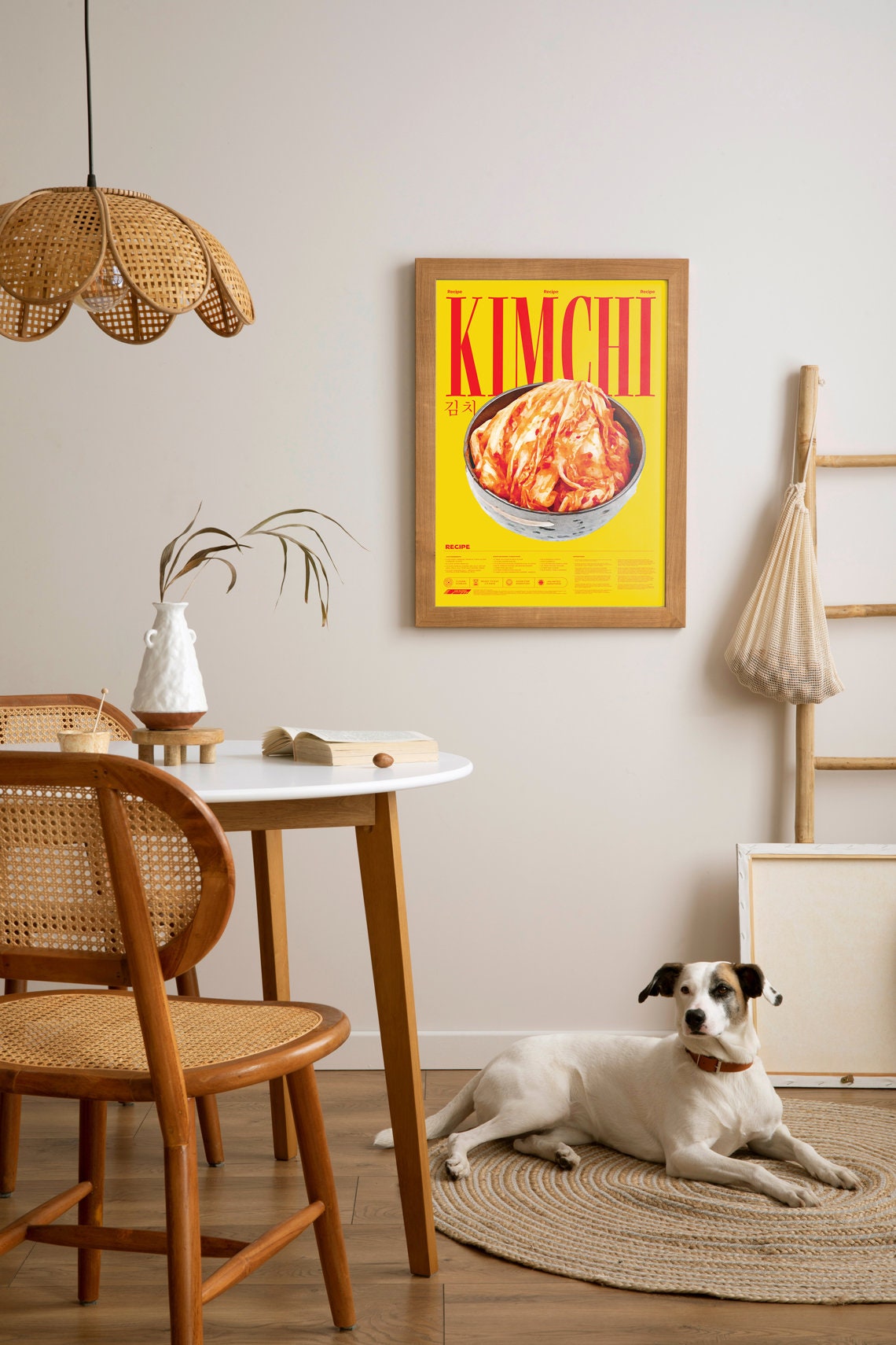 Kimchi Recipe Poster Korean Food Wall Art Teaching Kimchi Making ...