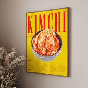 Kimchi Recipe Poster Korean Food Wall Art Teaching Kimchi Making ...