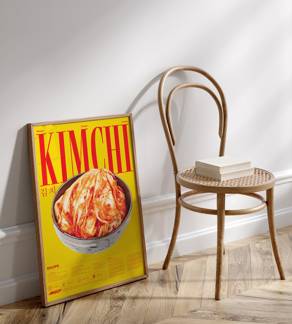 Kimchi Recipe Poster Korean Food Wall Art Teaching Kimchi Making ...