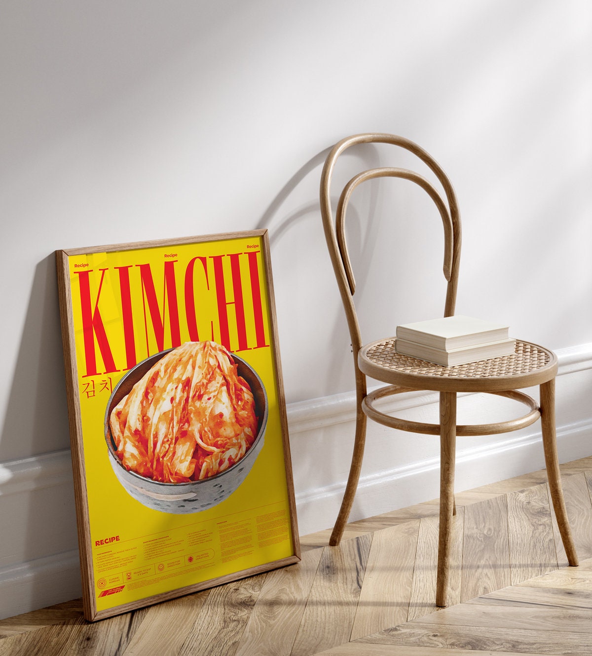 Kimchi Recipe Poster Korean Food Wall Art Teaching Kimchi Making ...