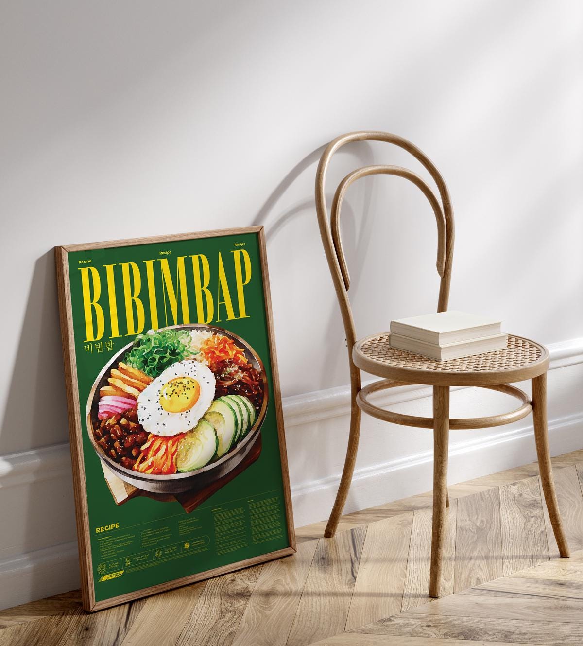Korean Food Wall Art Bibimbap Recipe Poster Teaching Bibimbap Making ...