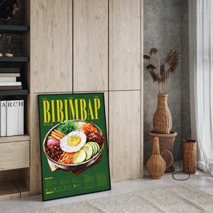 Korean Food Wall Art Bibimbap Recipe Poster Teaching Bibimbap Making ...