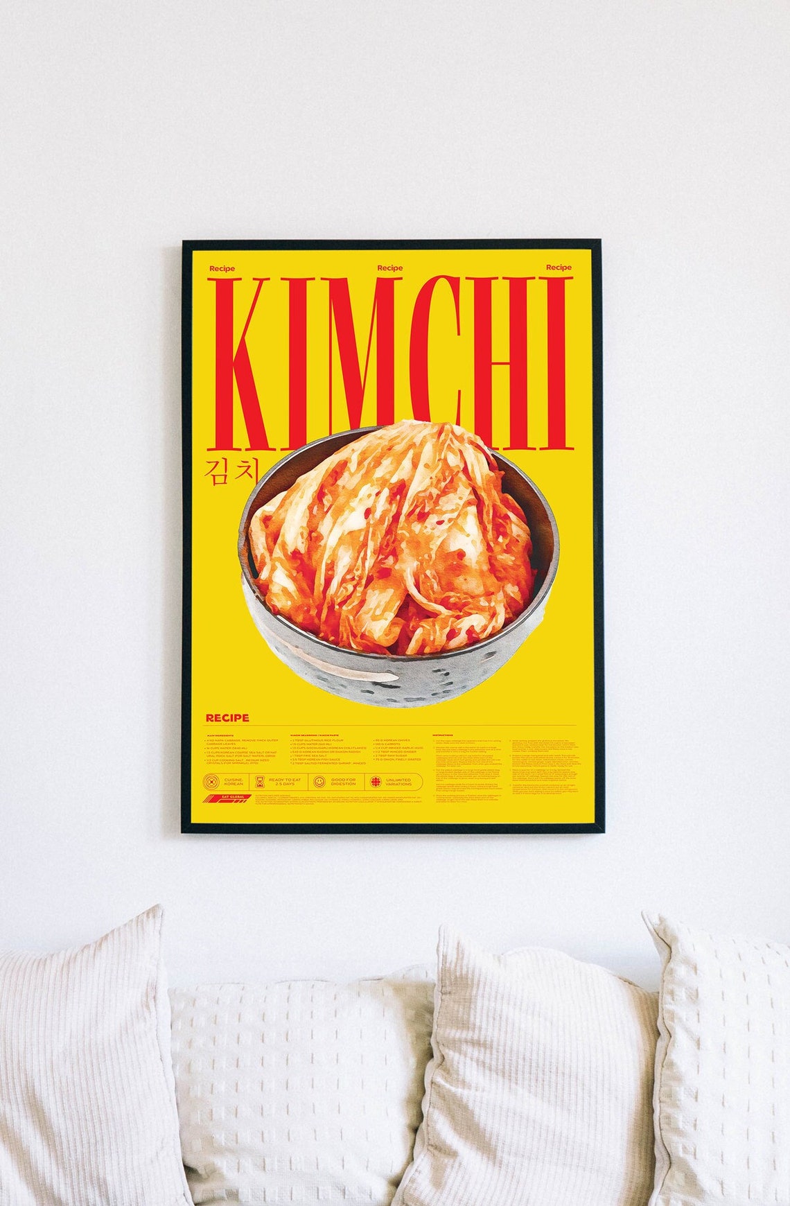 Kimchi Recipe Poster Korean Food Wall Art Teaching Kimchi Making Digital Printable Art - Etsy