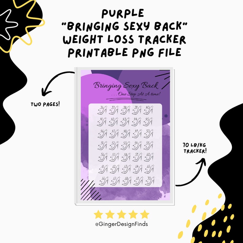 Purple Weight Loss Printable Chart "bringing Sexy Back" - Etsy