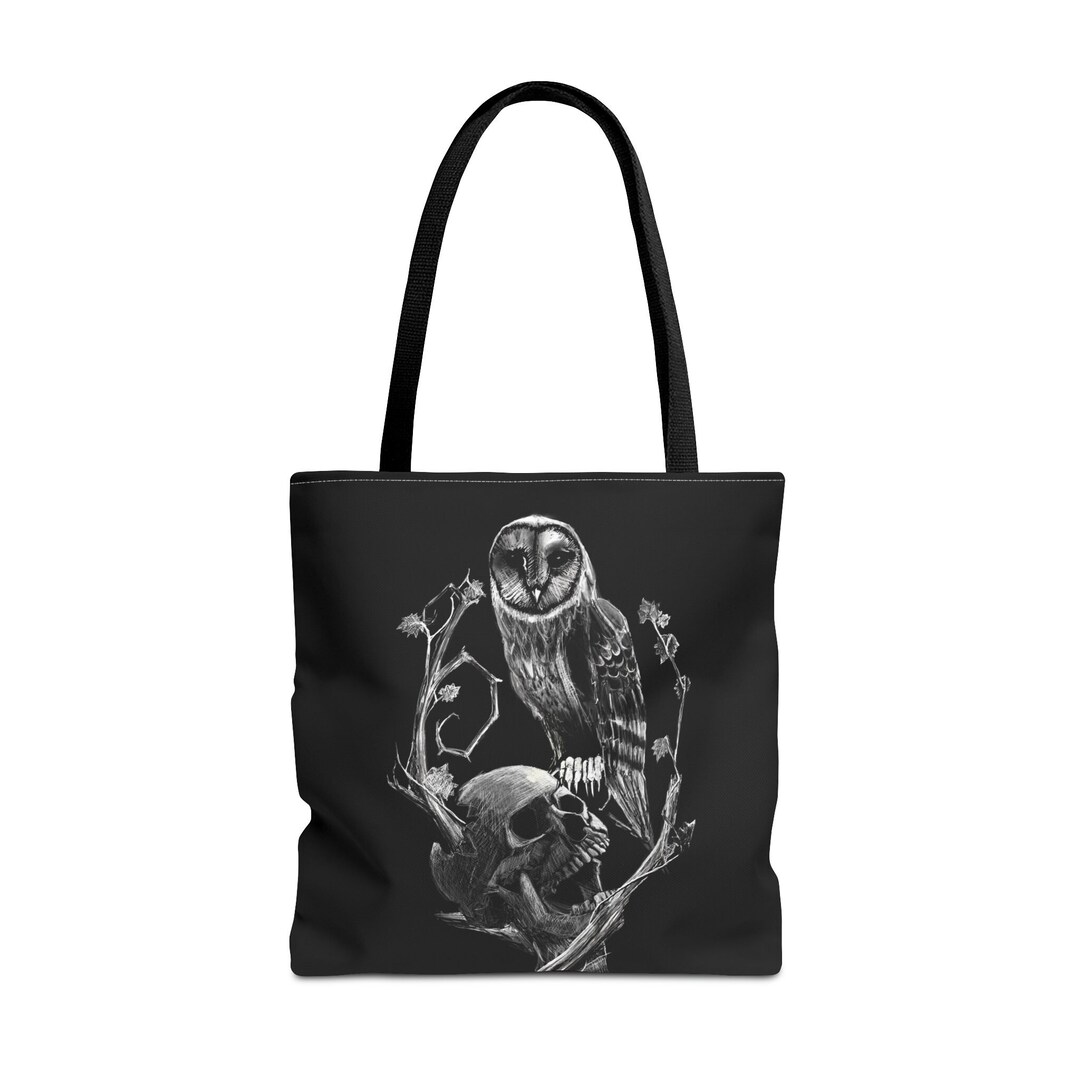 Skull and Owl Tote Bag, Hand Drawn Design, Signum Somnia, Spooky Art ...