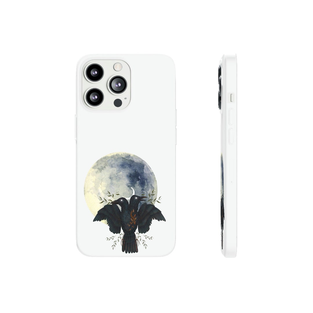 Two Headed Raven Full Moon Clear Flexi Case for iPhone and Samsung ...