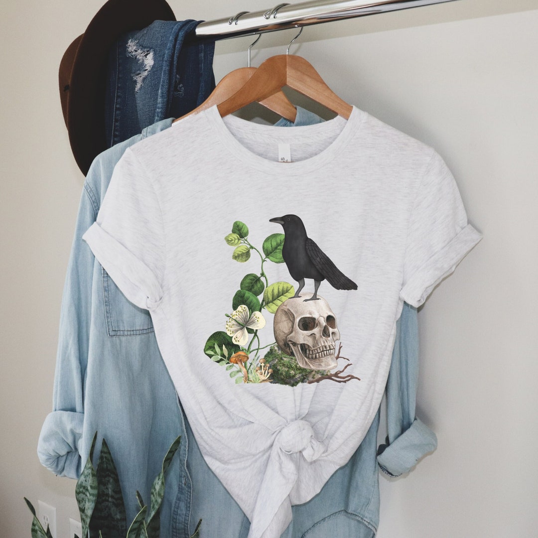 Crow Shirt, Modern Crow Tshirt, Crow Gifts, Corvid Bird, Black Crow ...