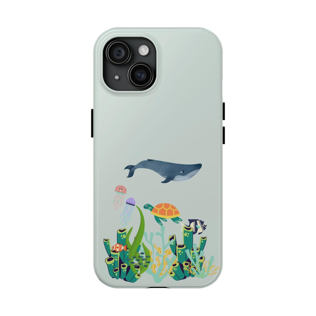 Underwater Ocean Whale Fish Coral and Turtle Scene Phone Case | Minimal ...