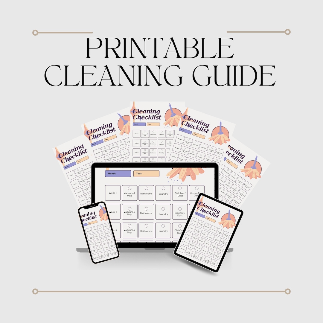 Printable Weekly & Monthly Cleaning Guide Checklist | Digital Download ...