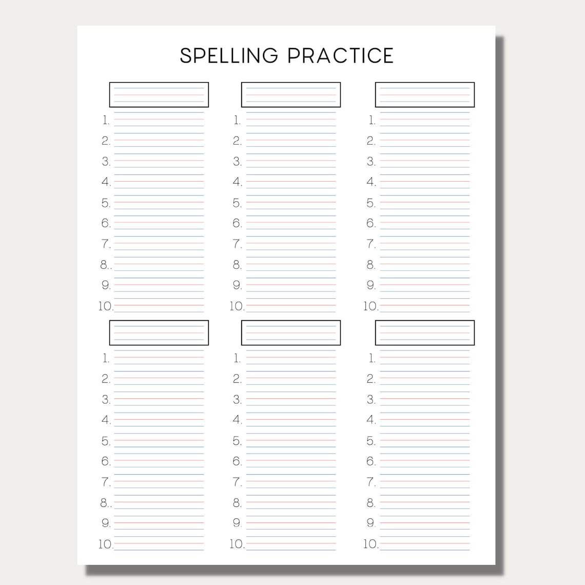 Spelling Word and Writing/handwriting Practice Sheet With Guidelines ...
