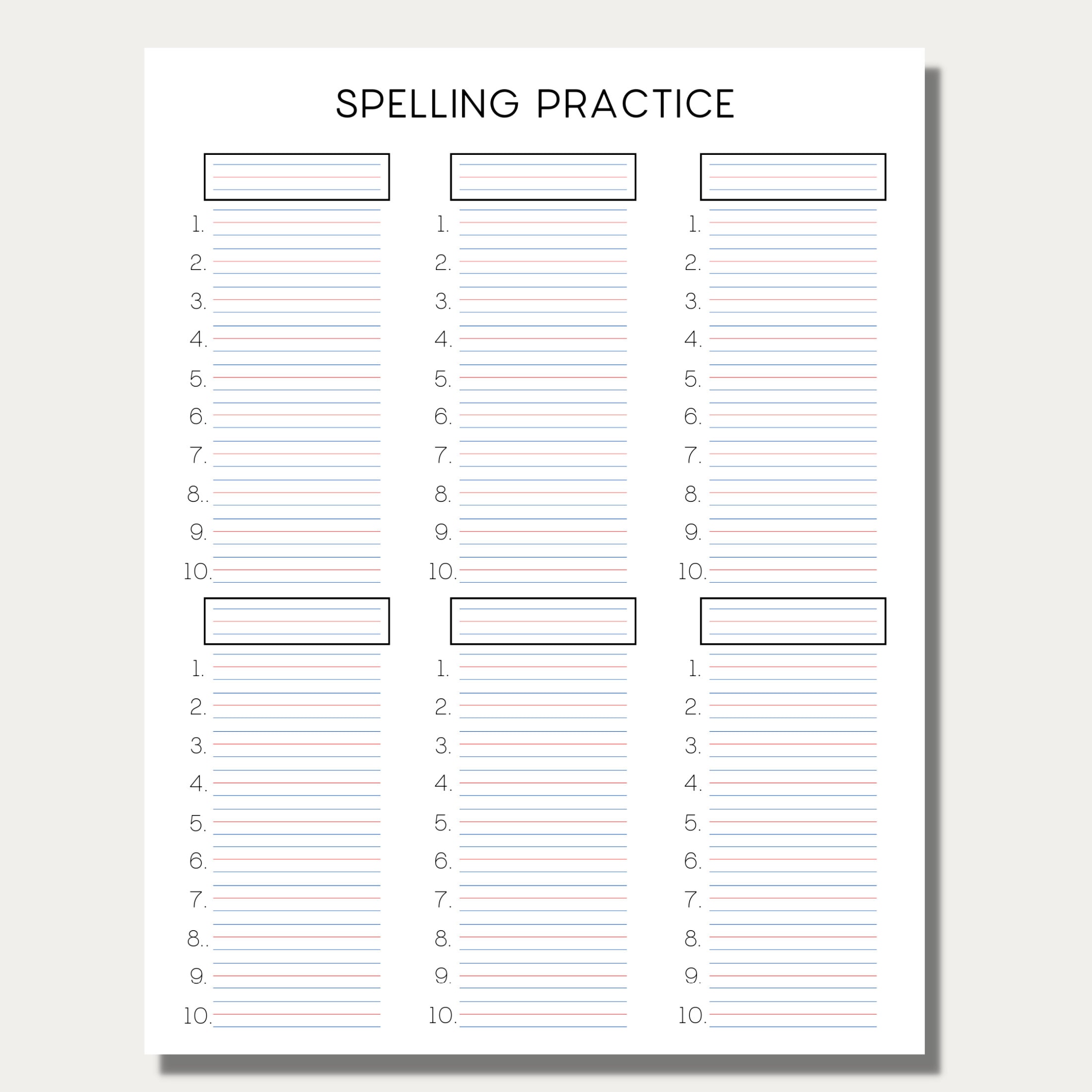 Spelling Word and Writing/handwriting Practice Sheet With Guidelines ...