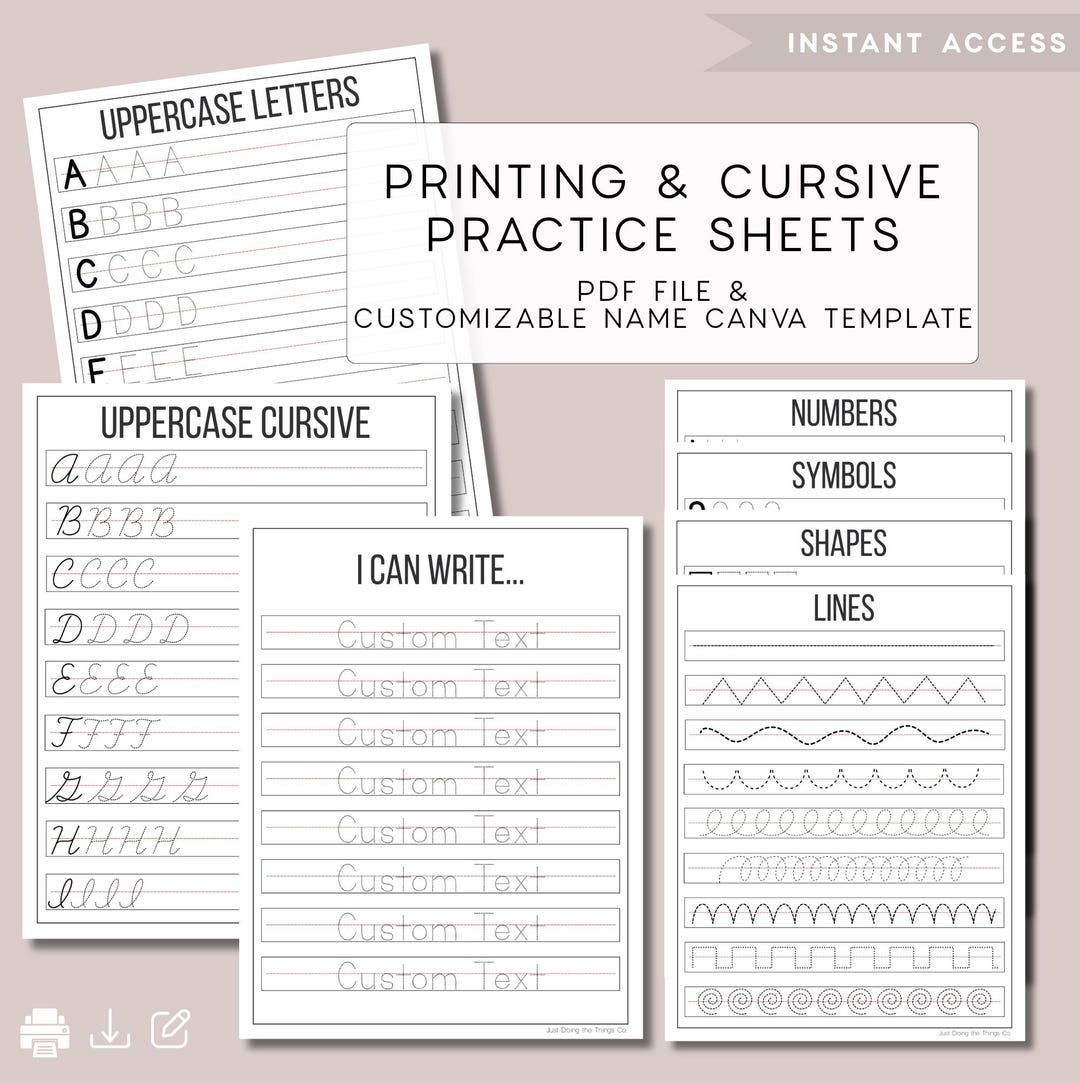 Name Tracing Worksheet: Printing & Cursive Practice (canva Template ...