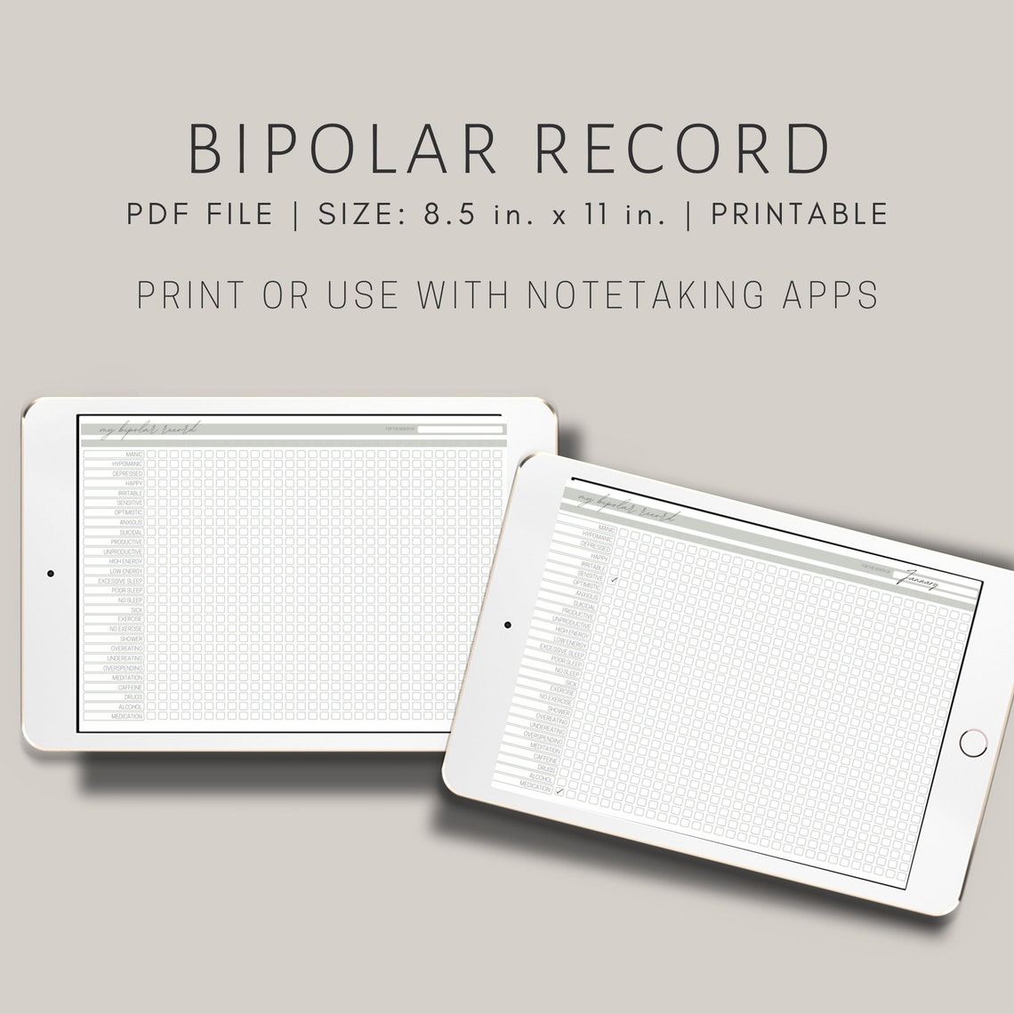 Bipolar Journal - Weekly Tracking Sheet - Etsy