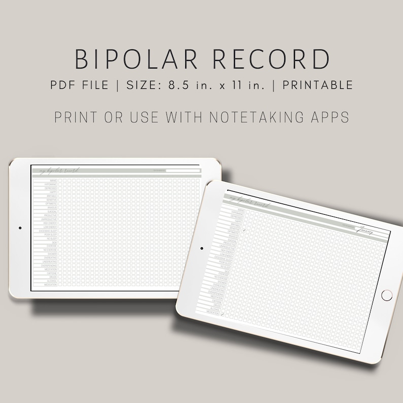 Bipolar Journal - Weekly Tracking Sheet - Etsy