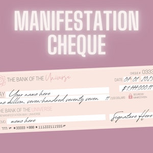 Manifestation Cheque Template - Editable Canva Template for ...