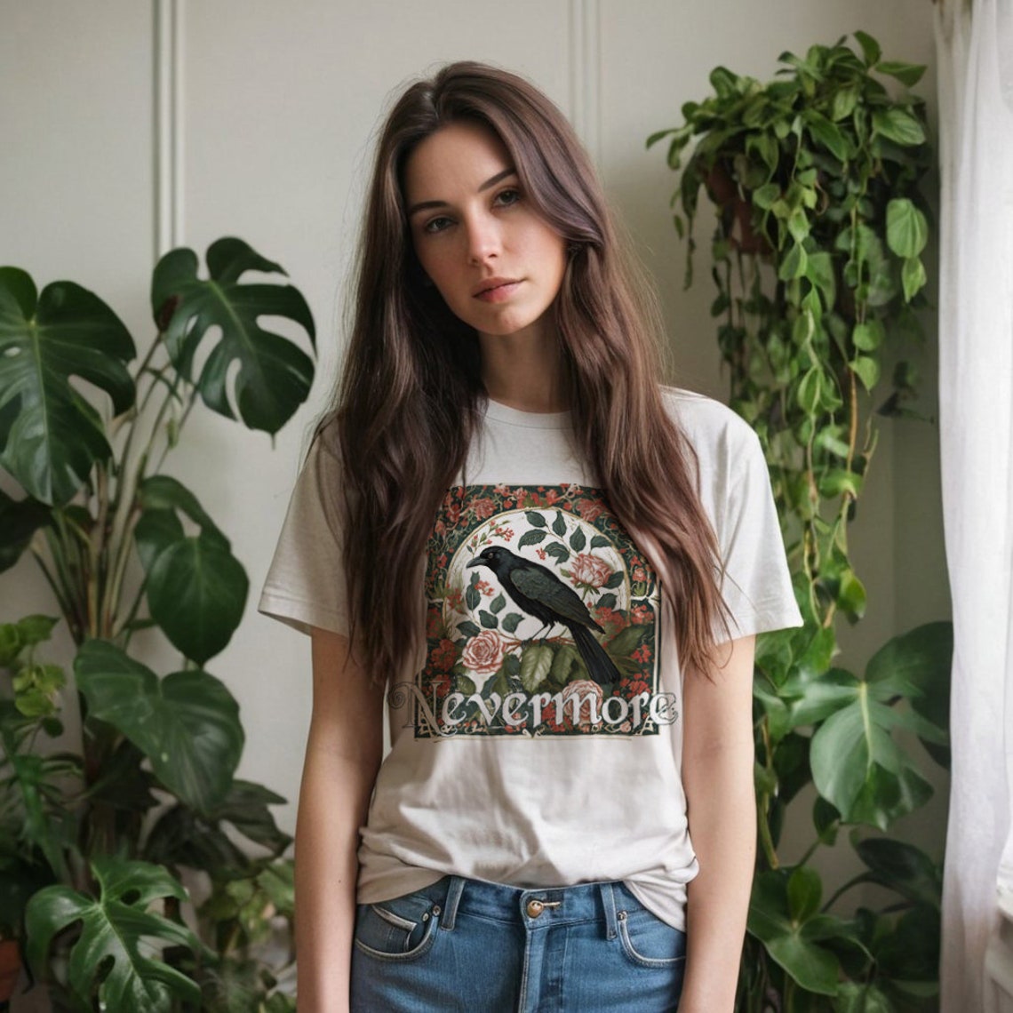 Nevermore Raven Graphic Tshirt, Edgar Allan Poe Shirt, Gothic Tee ...