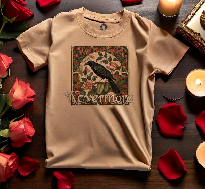 Nevermore Raven Graphic Tshirt, Edgar Allan Poe Shirt, Gothic Tee ...